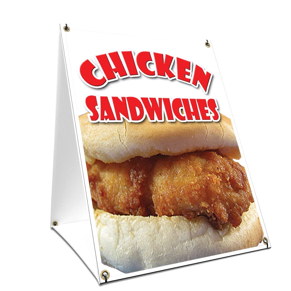 A-frame Sidewalk Chicken Sandwiches Sign With Graphics On Each Side ...