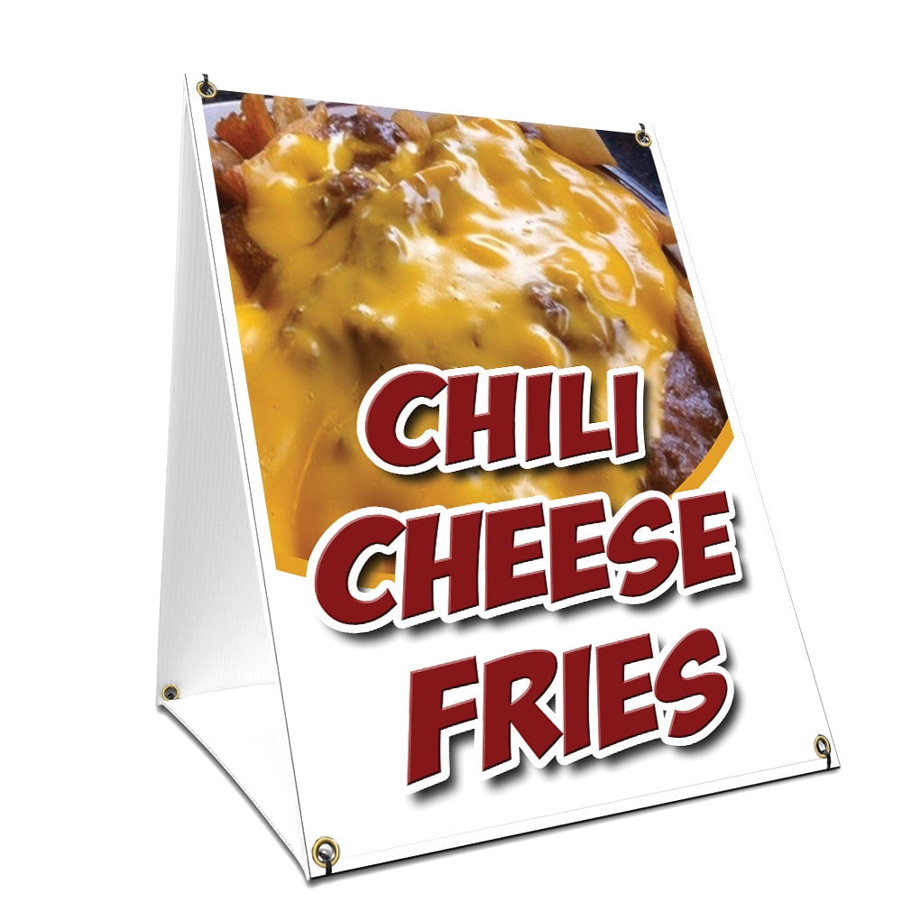 A-frame Sidewalk Chili Cheese Fries Sign With Graphics On Each Side ...