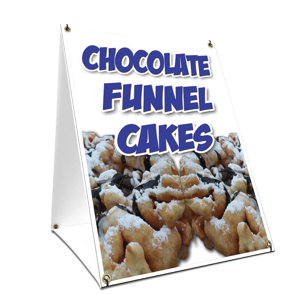 A-frame Sidewalk Chocolate Funnel Cakes Sign With Graphics On Each Side ...