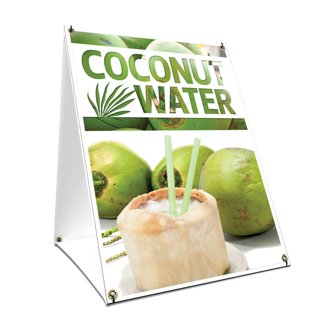 A-frame Sidewalk Coconut Water Sign With Graphics On Each Side | 24" X ...