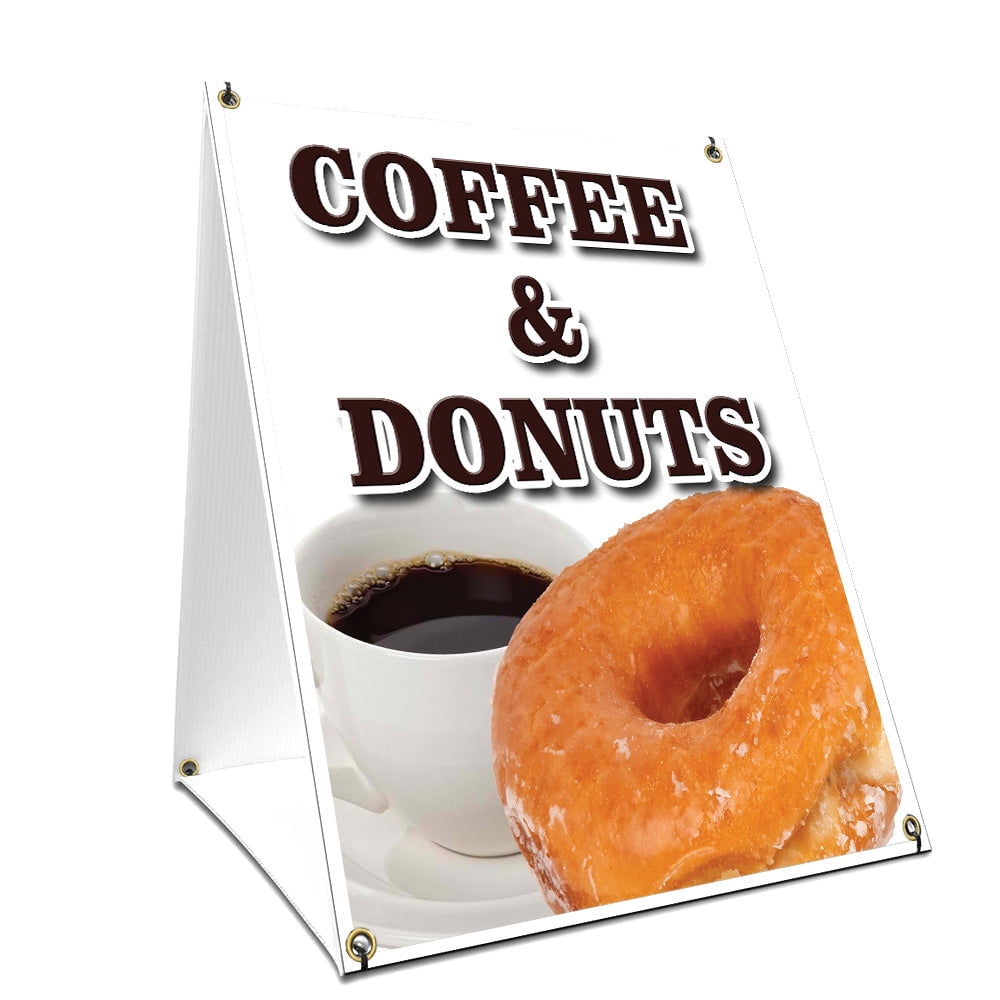 A-frame Sidewalk Coffee & Donuts Sign With Graphics On Each Side | 24 ...