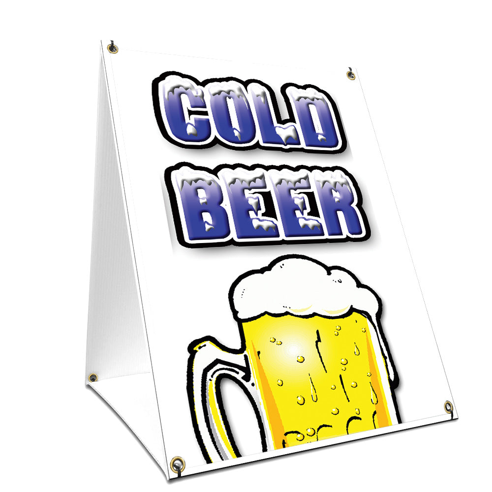 A-frame Sidewalk Cold Beer Sign With Graphics On Each Side | 18" X 24 ...