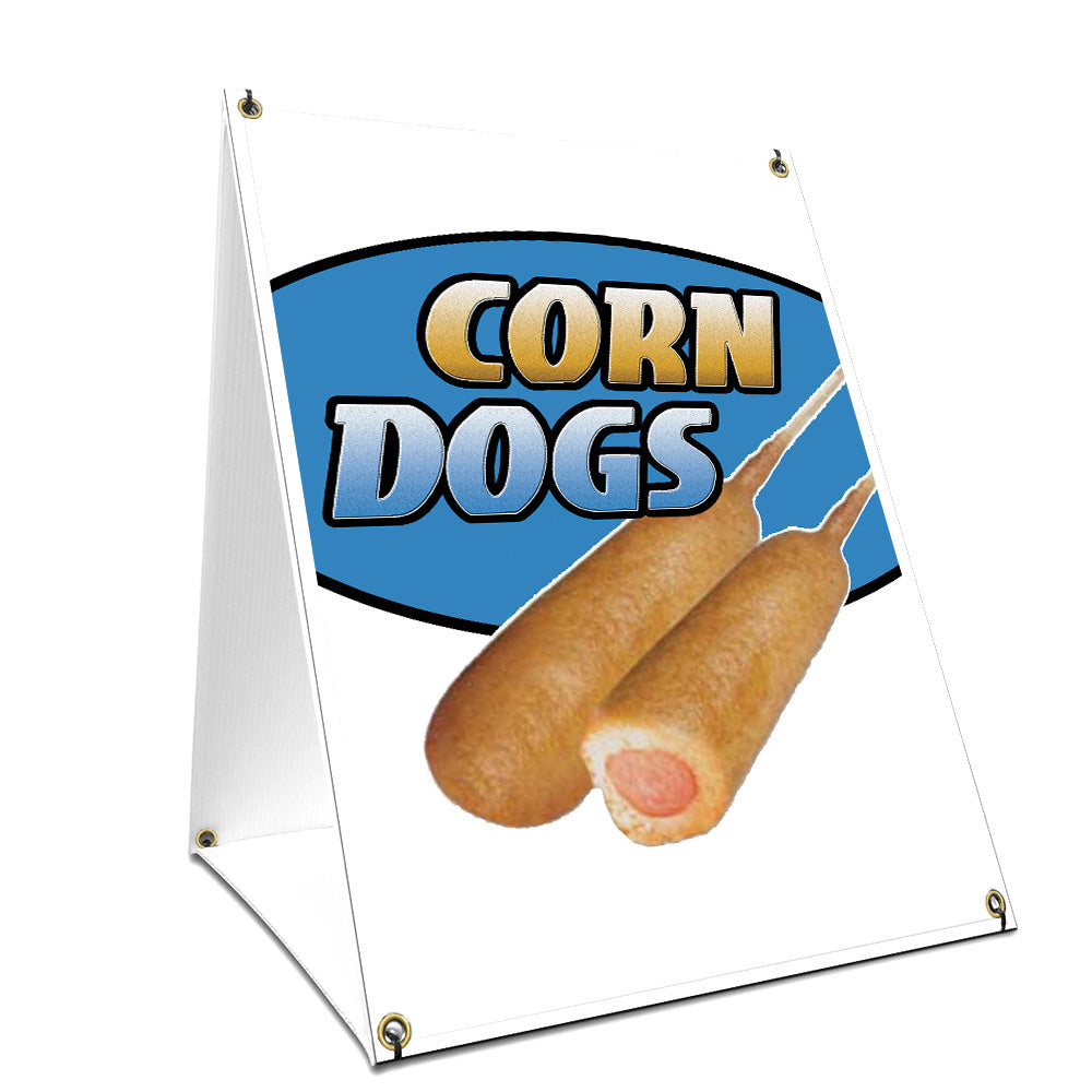 A-frame Sidewalk Corn Dogs Sign With Graphics On Each Side | 18" X 24 ...