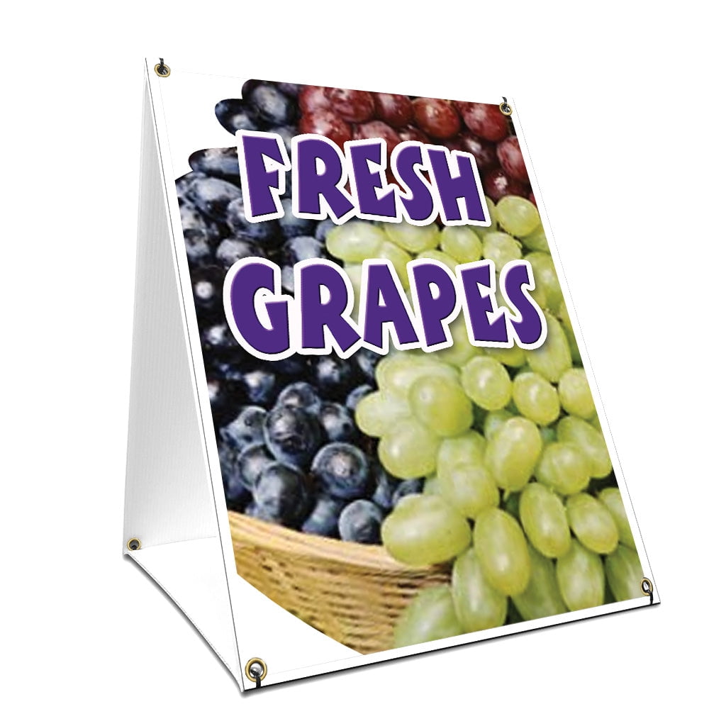 A-frame Sidewalk Coroplast Fresh Grapes Sign With Graphics On Each Side ...