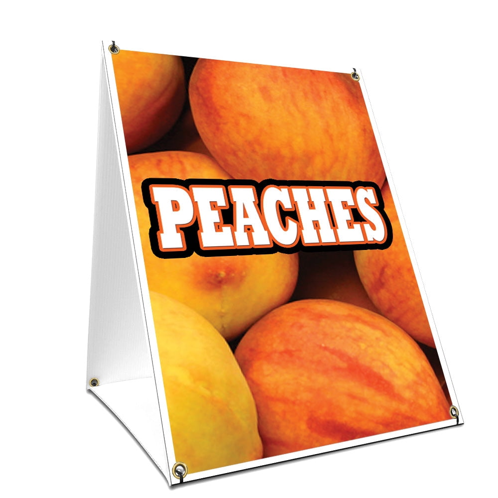 A-frame Sidewalk Coroplast Peaches Sign With Graphics On Each Side | 18 ...