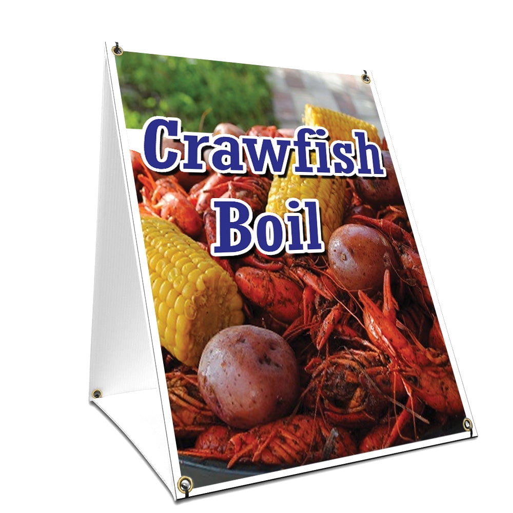 A-frame Sidewalk Crawfish Boil Sign With Graphics On Each Side | 24" X ...