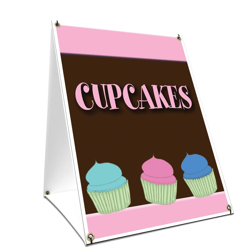 A-frame Sidewalk Cupcakes Sign With Graphics On Each Side | 18" X 24 ...