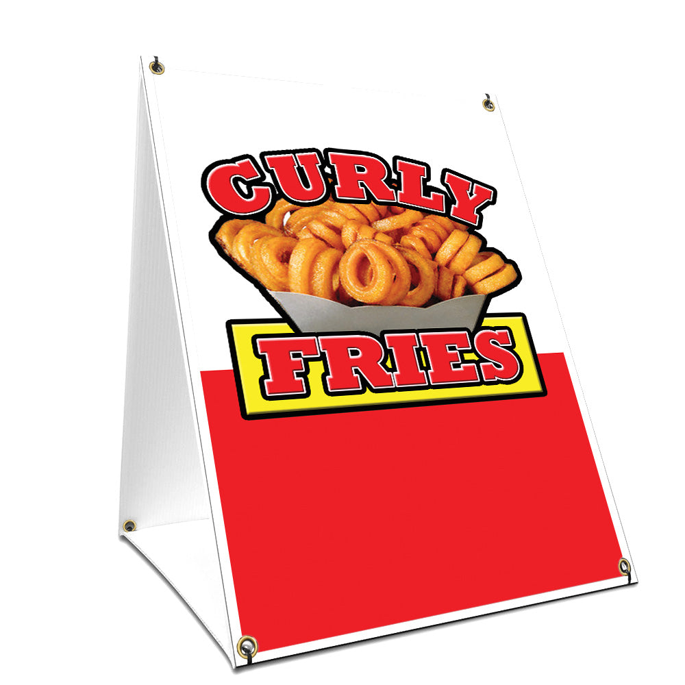 A-frame Sidewalk Curly Fries Sign With Graphics On Each Side | 18" X 24 ...