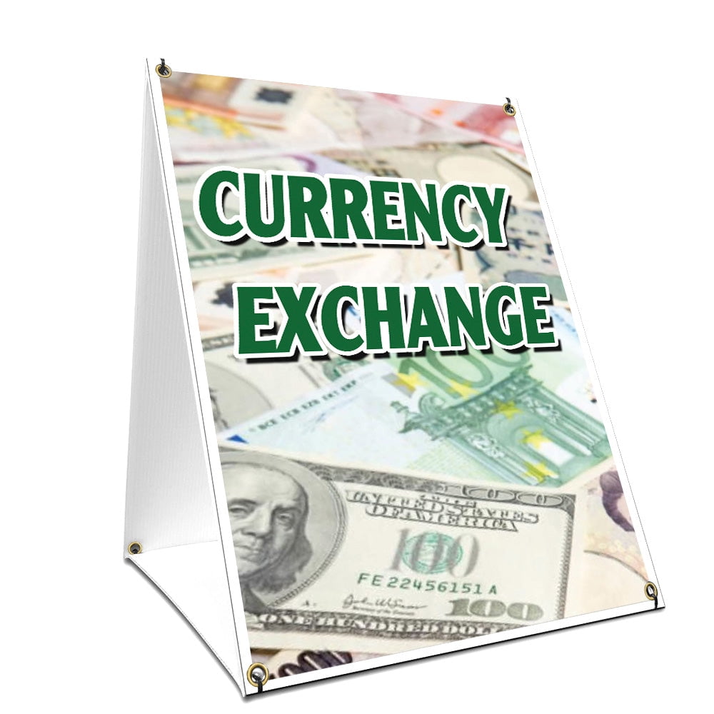 A-frame Sidewalk Currency Exchange Sign With Graphics On Each Side | 24 ...