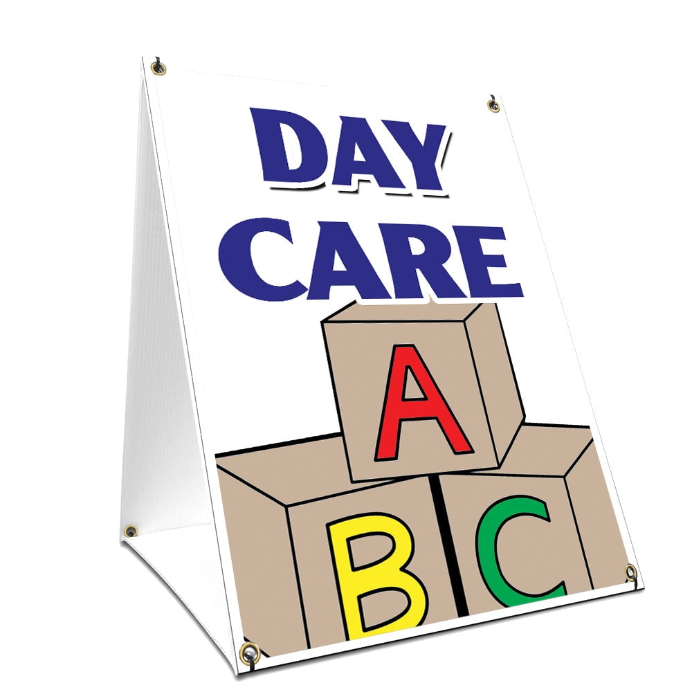 A-frame Sidewalk Day Care Sign With Graphics On Each Side | 24" X 36 ...