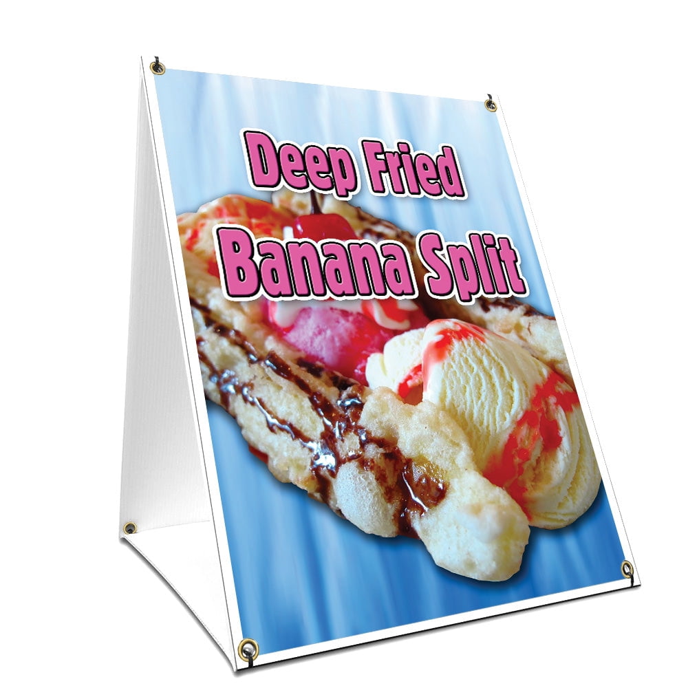 A-frame Sidewalk Deep Fried Banana Split Sign With Graphics On Each ...