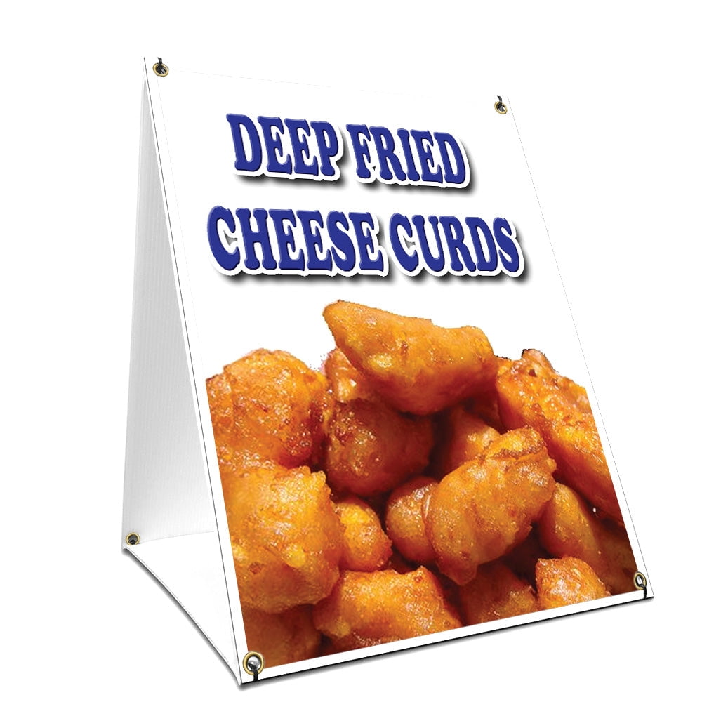 A-frame Sidewalk Deep Fried Cheese Curds Sign With Graphics On Each ...