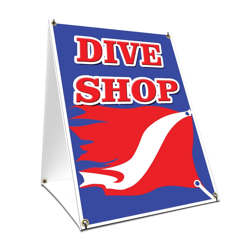A-frame Sidewalk Dive Shop Sign With Graphics On Each Side | 18" X 24 ...