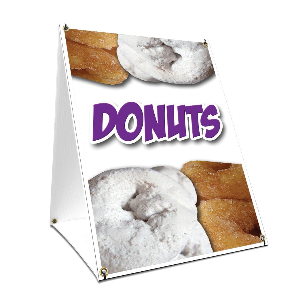 A-frame Sidewalk Donuts1 Sign With Graphics On Each Side | 18" X 24 ...