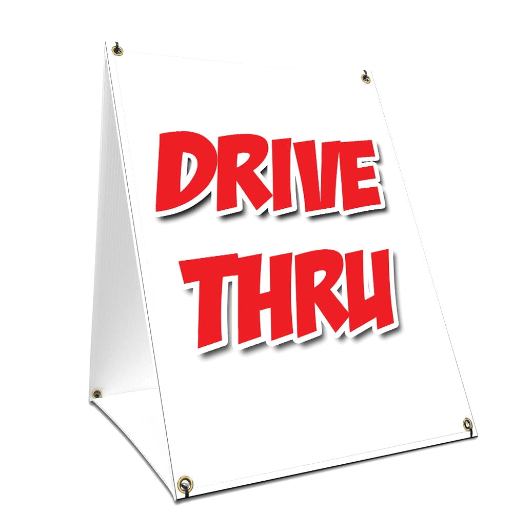 A-frame Sidewalk Drive-thru Sign With Graphics On Each Side | 24" X 36 ...