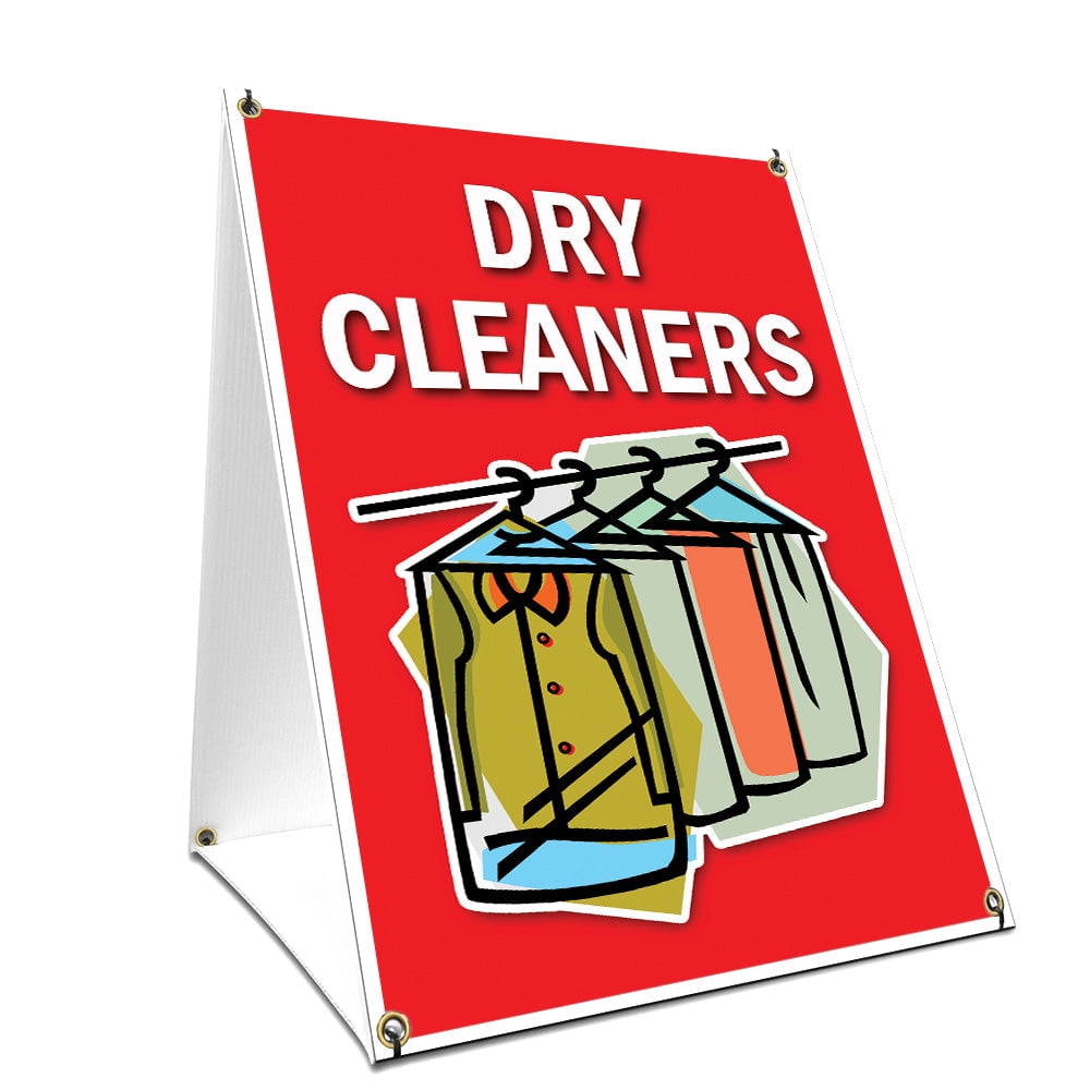 A-frame Sidewalk Dry Cleaners Sign With Graphics On Each Side | 18" X ...