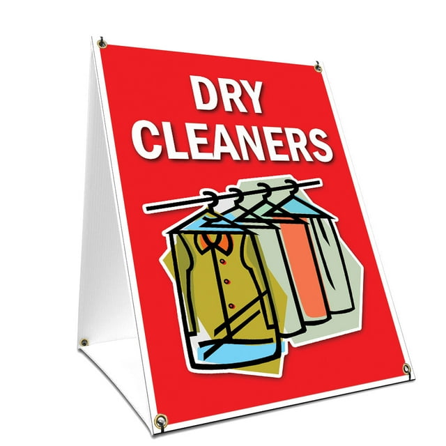 A-frame Sidewalk Dry Cleaners Sign With Graphics On Each Side | 18" X ...