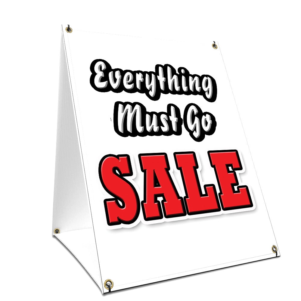 A-frame Sidewalk Everything Must Go Sale Sign With Graphics On Each ...