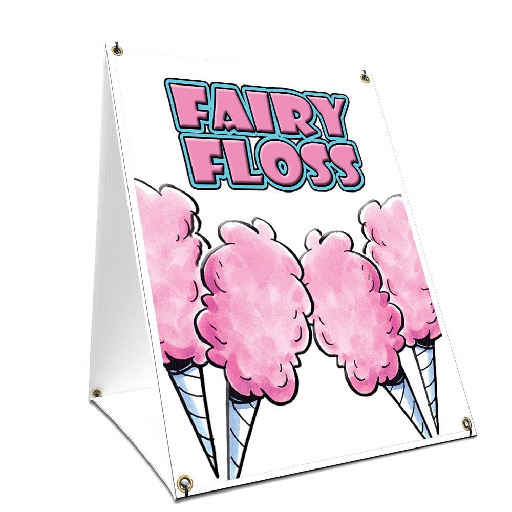 A-frame Sidewalk Fairy Floss Sign With Graphics On Each Side | 18" X 24 ...