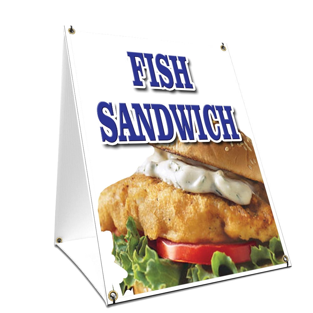 A-frame Sidewalk Fish Sandwich Sign With Graphics On Each Side | 24" X ...
