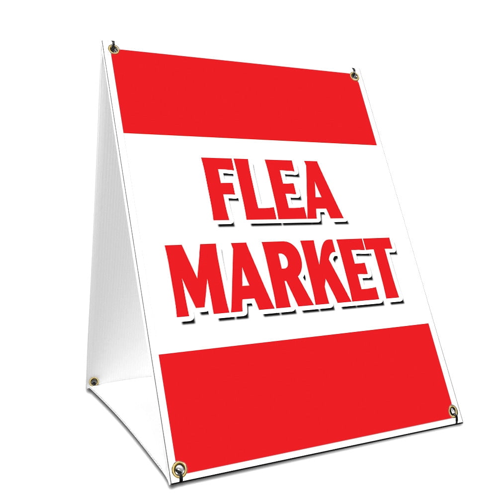 A-frame Sidewalk Flea Market Sign With Graphics On Each Side | 18" X 24 ...