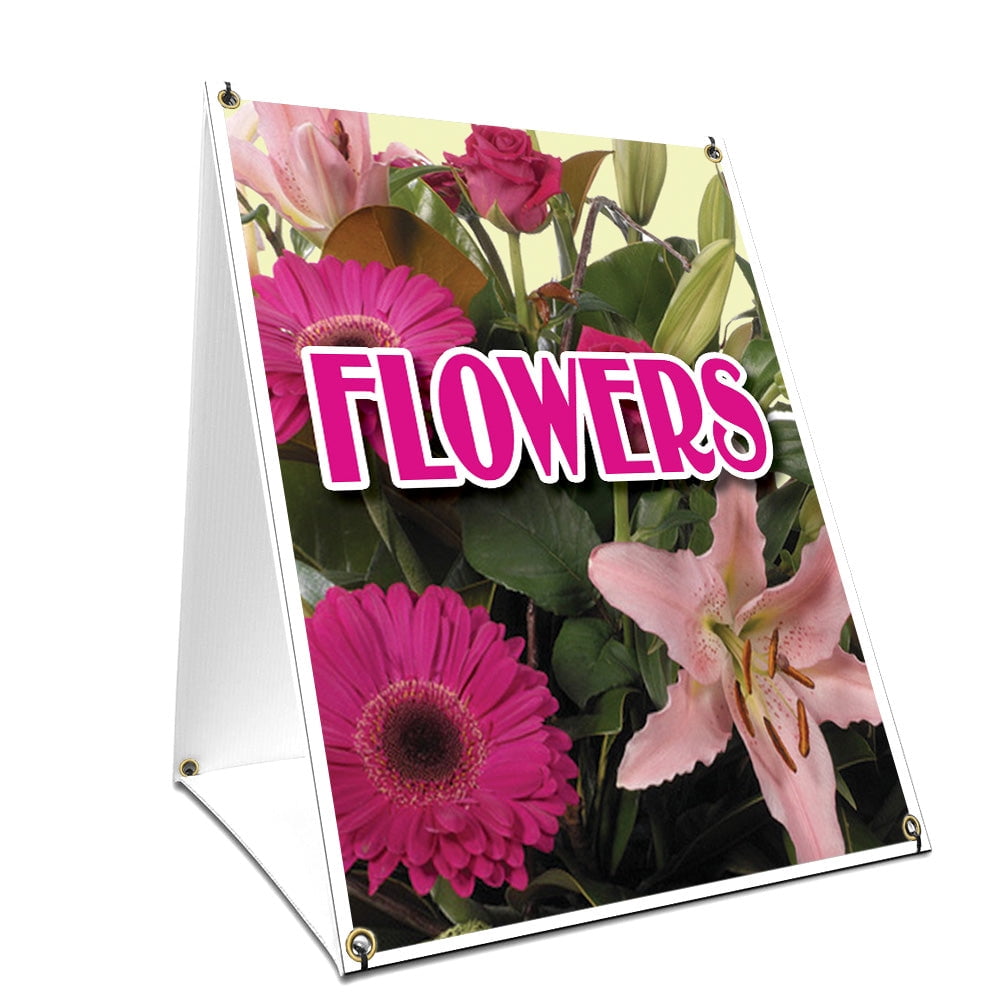 A-frame Sidewalk Flowers Sign With Graphics On Each Side | 24" X 36 ...