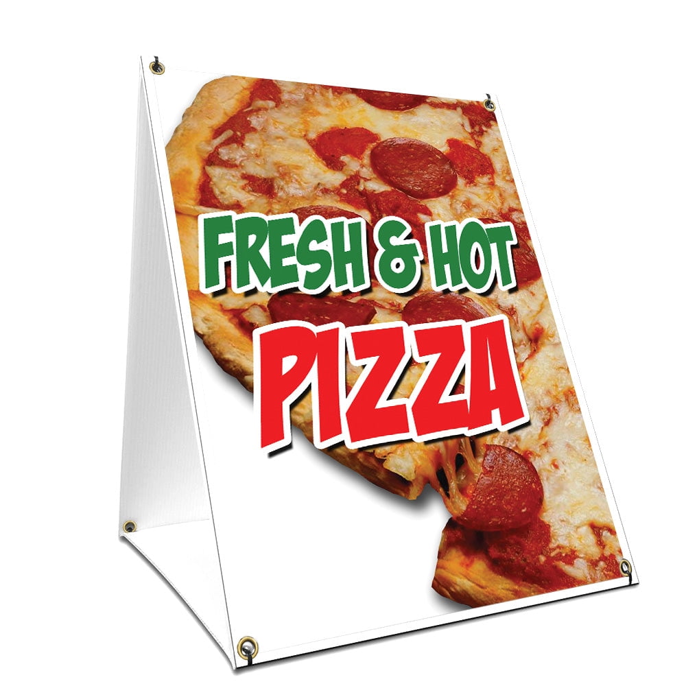 A-frame Sidewalk Fresh & Hot Pizza Sign With Graphics On Each Side | 18 ...