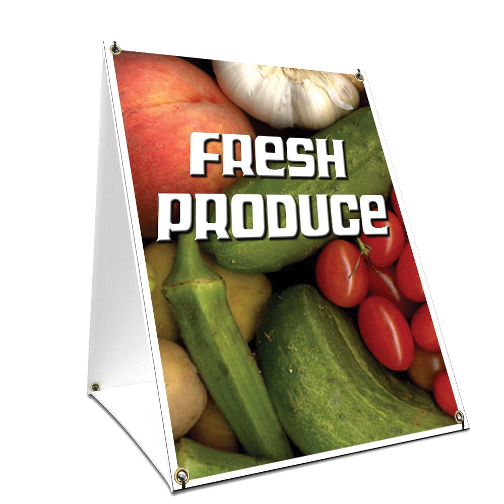 A-frame Sidewalk Fresh Produce Sign With Graphics On Each Side | 24" X ...