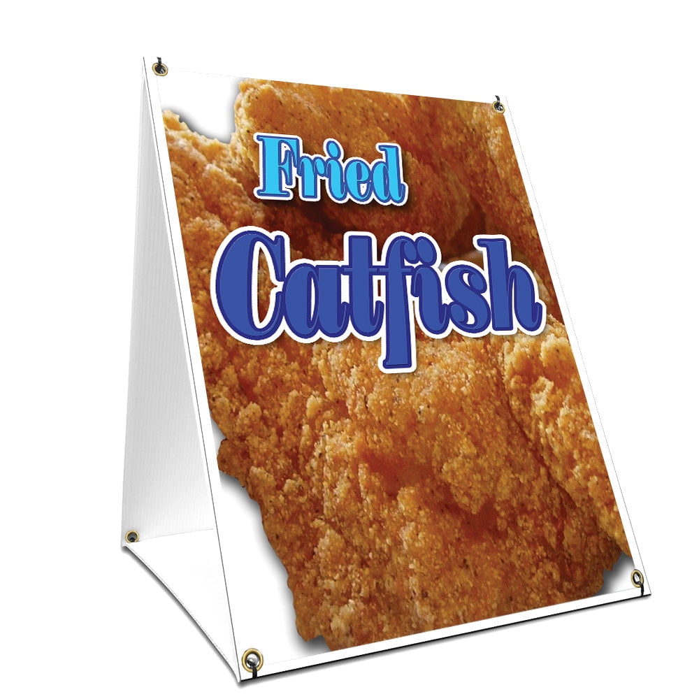 A-frame Sidewalk Fried Catfish Sign With Graphics On Each Side | 18" X ...