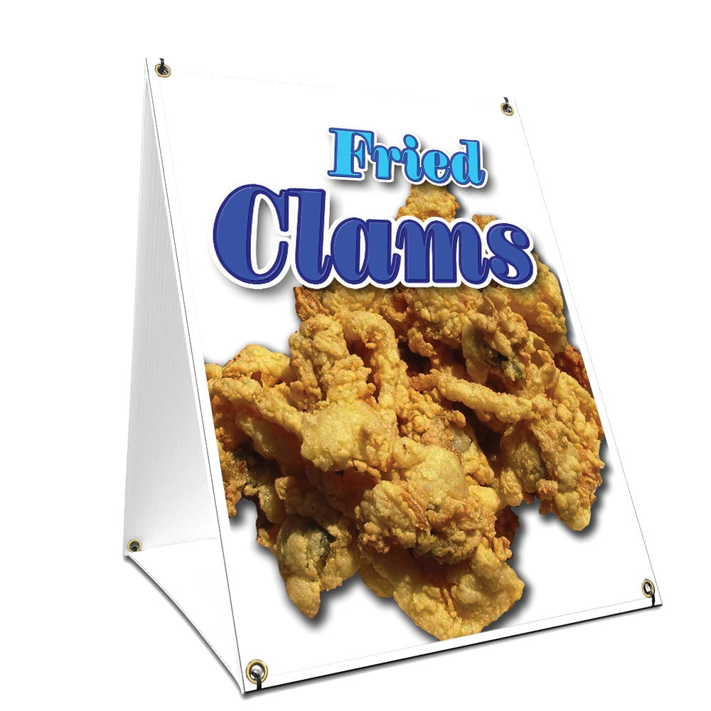 A-frame Sidewalk Fried Clams Sign With Graphics On Each Side | 18" X 24 ...