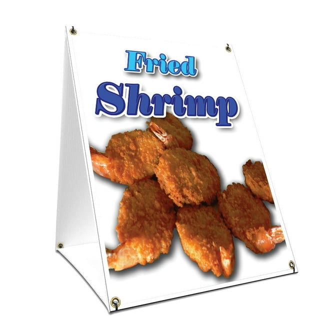 A-frame Sidewalk Fried Shrimp Sign With Graphics On Each Side | 18" X ...