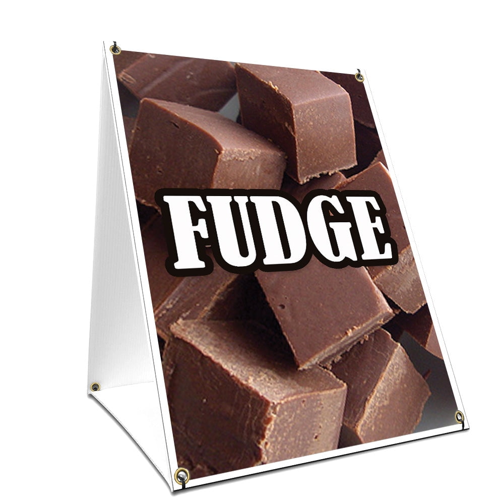 A-frame Sidewalk Fudge Sign With Graphics On Each Side | 24" X 36 ...