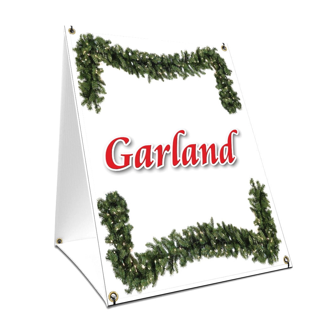 A-frame Sidewalk Garland Sign With Graphics On Each Side | 24" X 36 ...