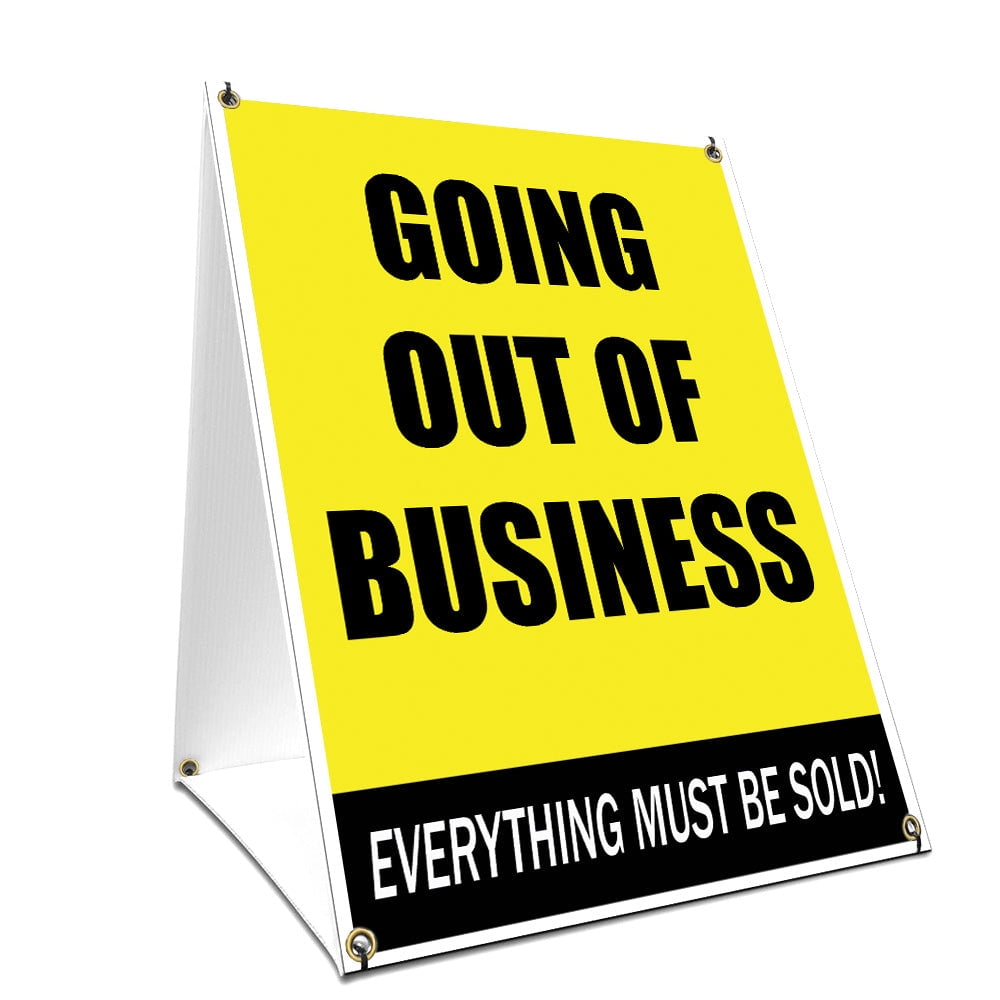 A-frame Sidewalk Going Out Of Business Sign With Graphics On Each Side ...