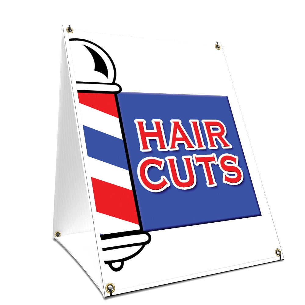 A-frame Sidewalk Hair Cuts Sign With Graphics On Each Side | 24" X 36 ...