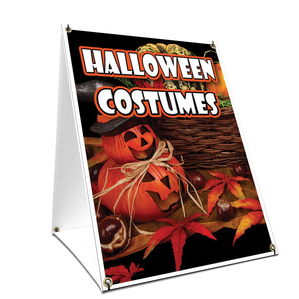 A-frame Sidewalk Halloween Costumes Sign With Graphics On Each Side ...