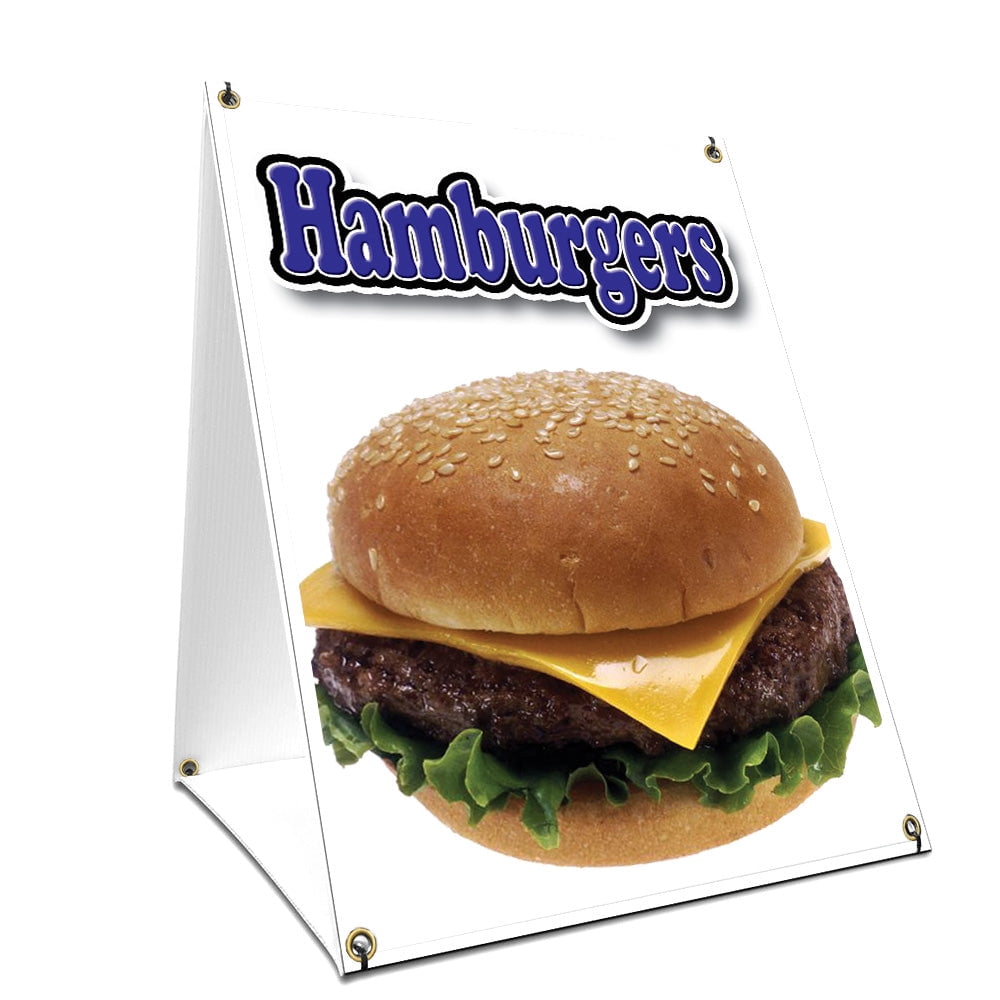 A-frame Sidewalk Hamburger Sign With Graphics On Each Side | 18" X 24 ...