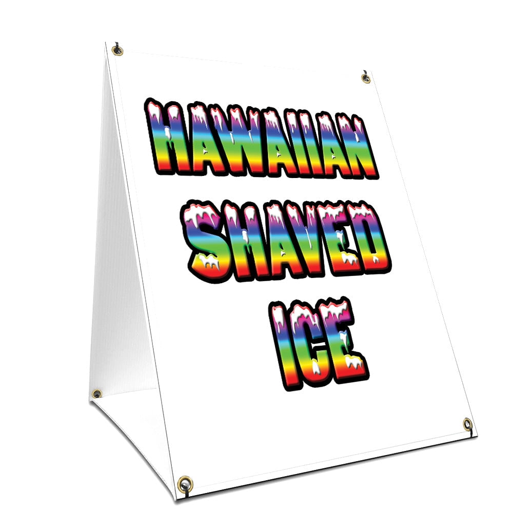 A-frame Sidewalk Hawaiian Shaved Ice Sign With Graphics On Each Side ...
