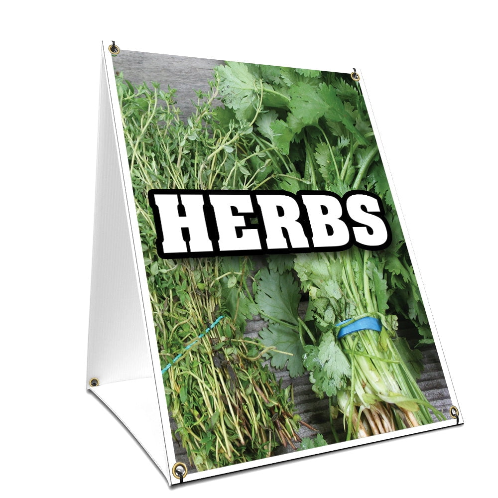A-frame Sidewalk Herbs Sign With Graphics On Each Side | 24" X 36 ...