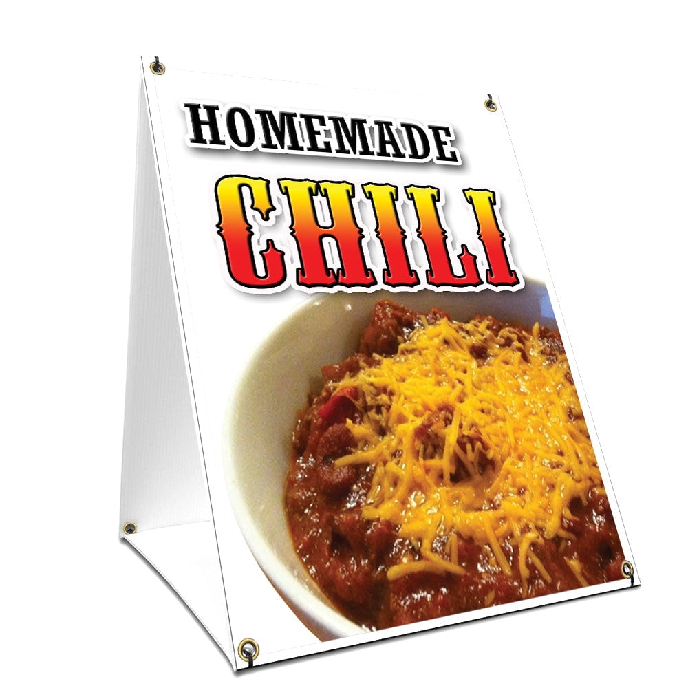A-frame Sidewalk Homemade Chili Sign With Graphics On Each Side | 18" X ...