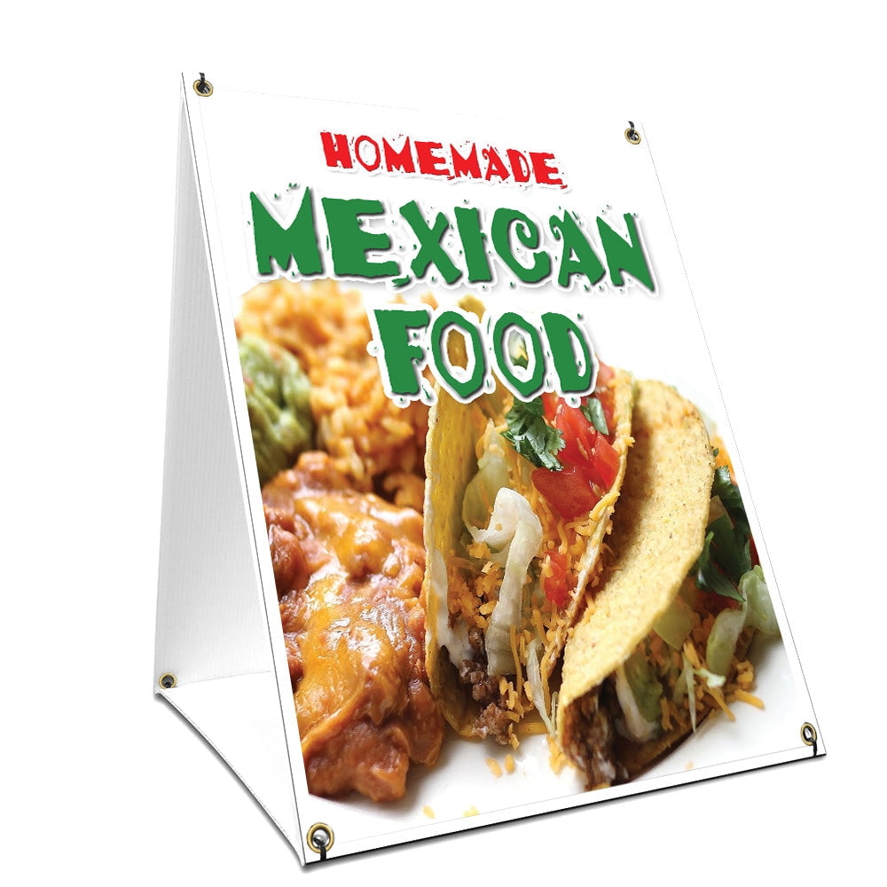 A-frame Sidewalk Homemade Mexican Food Sign With Graphics On Each Side ...