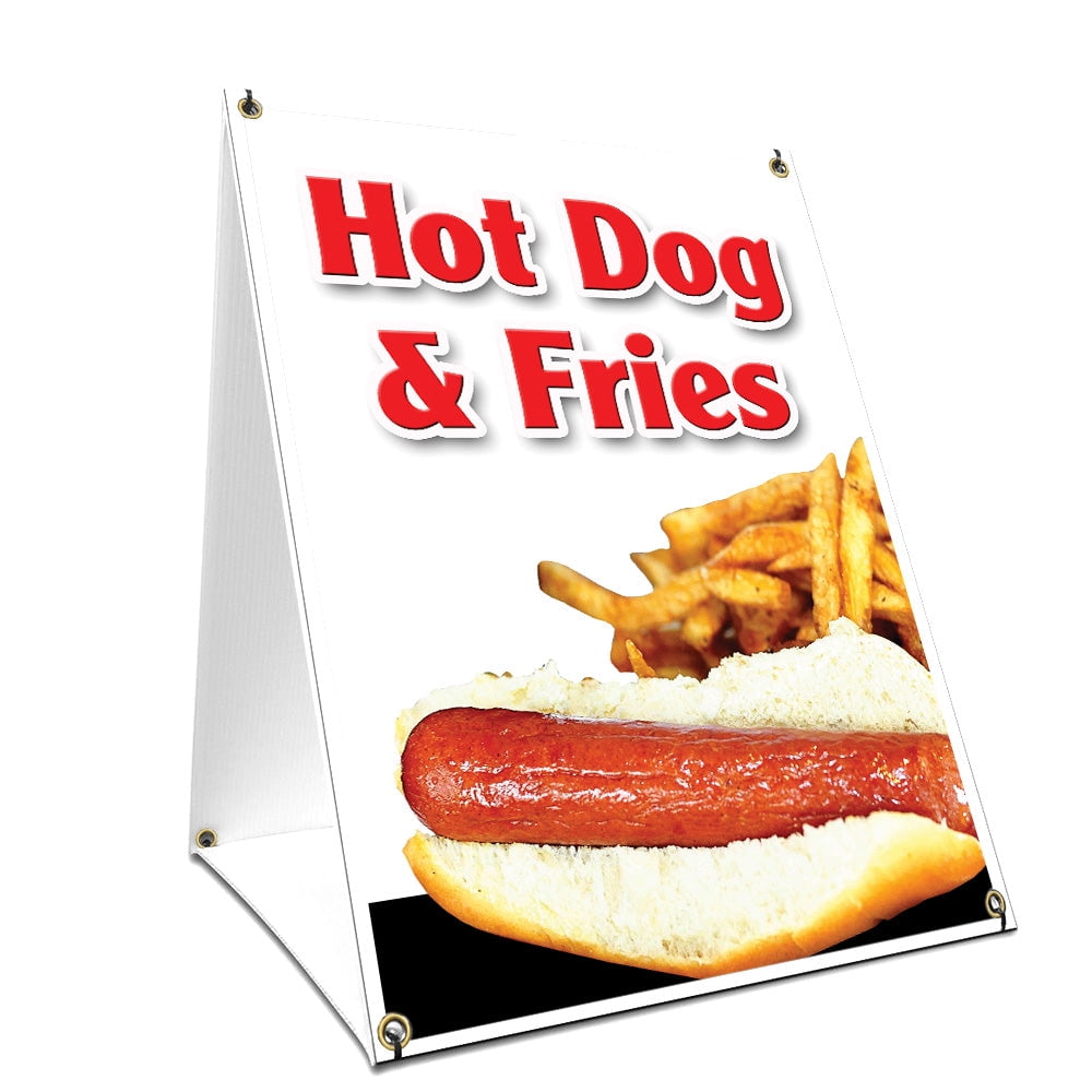 A-frame Sidewalk Hot Dog & Fries Sign With Graphics On Each Side | 24 ...