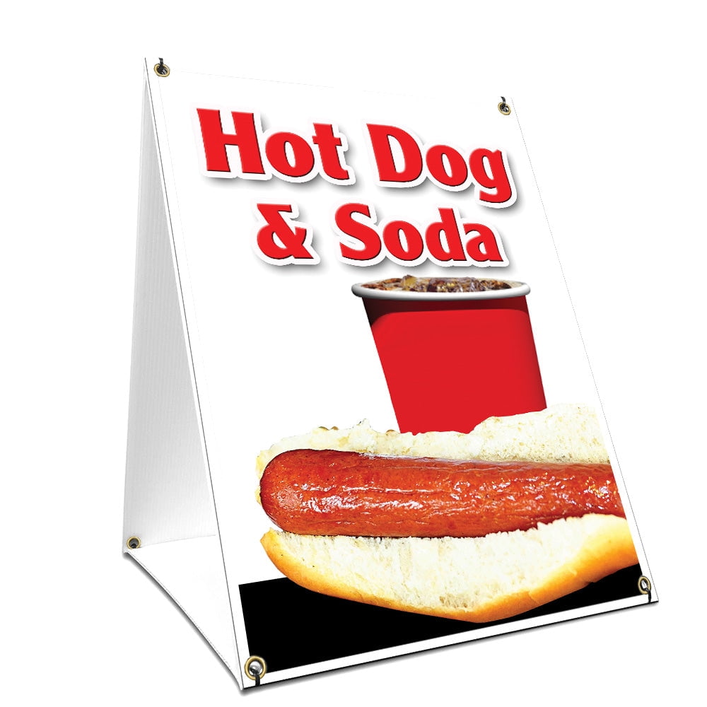 A-frame Sidewalk Hot Dog & Soda Sign With Graphics On Each Side | 24" X ...