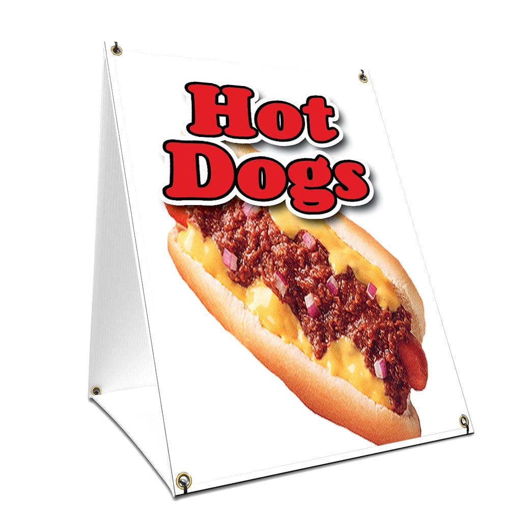A-frame Sidewalk Hot Dogs Sign With Graphics On Each Side | 18" X 24 ...