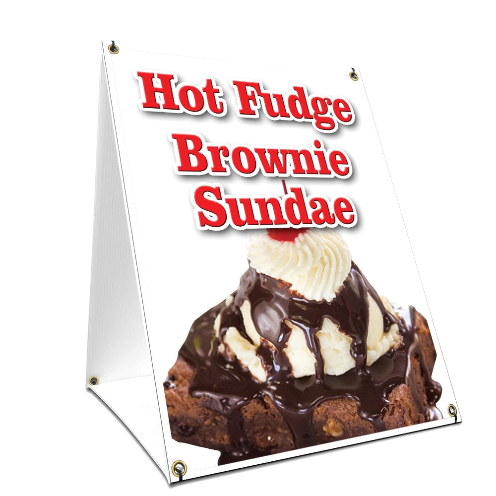 A-frame Sidewalk Hot Fudge Brownie Sundae Sign With Graphics On Each ...