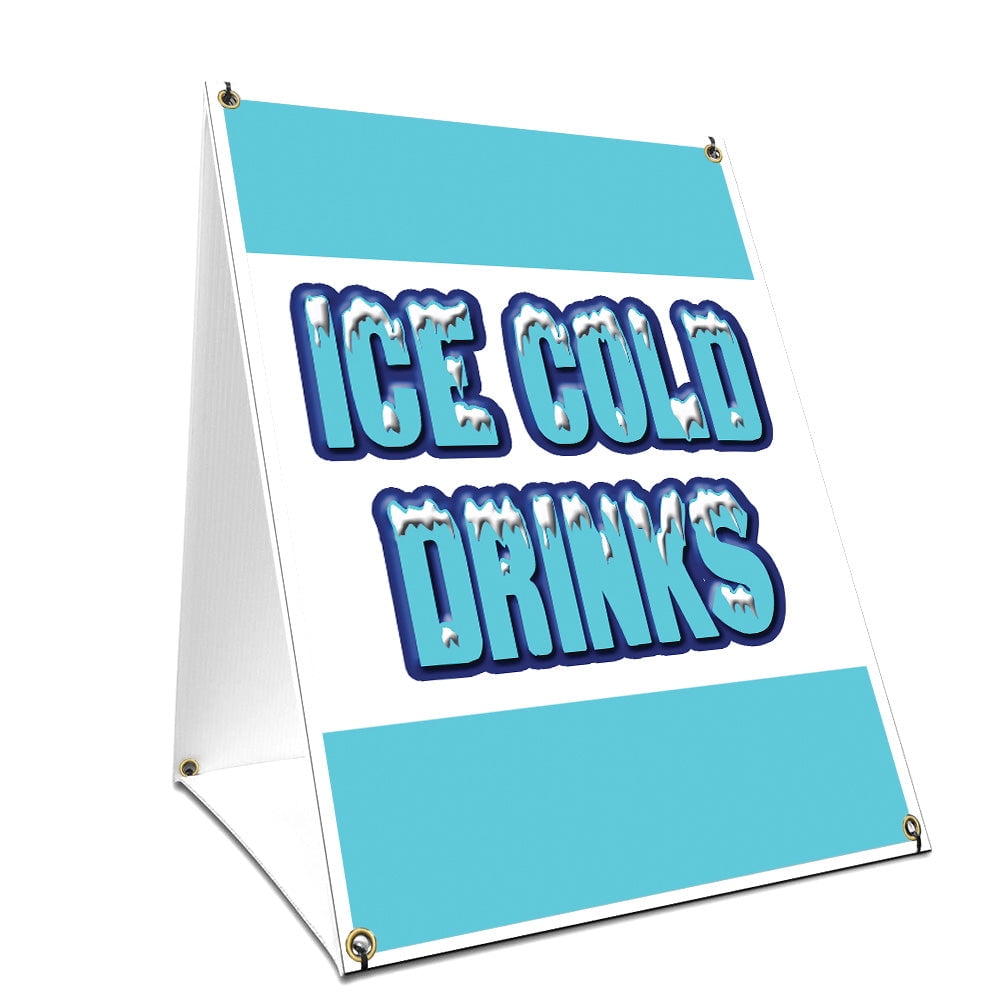 A-frame Sidewalk Ice Cold Drinks Sign With Graphics On Each Side | 24 ...