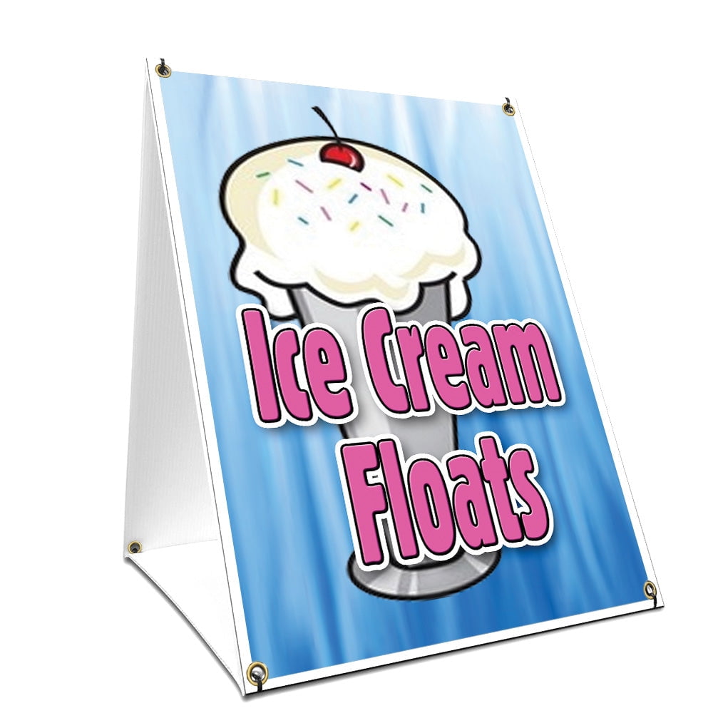 A-frame Sidewalk Ice Cream Floats Sign With Graphics On Each Side | 24 ...