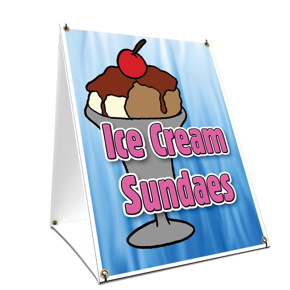 A-frame Sidewalk Ice Cream Sundaes Sign With Graphics On Each Side | 18 ...