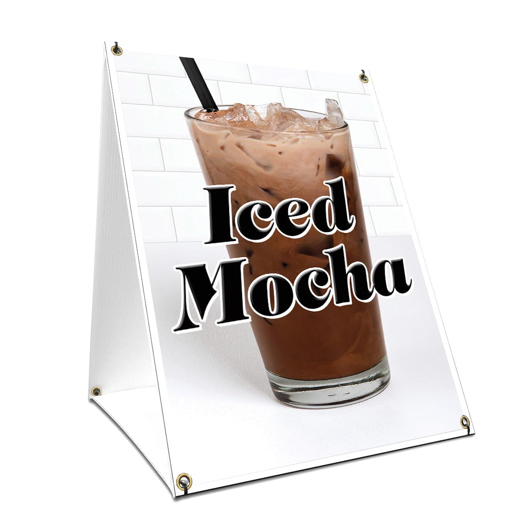 A-frame Sidewalk Iced Mocha Sign With Graphics On Each Side | 24" X 36 ...