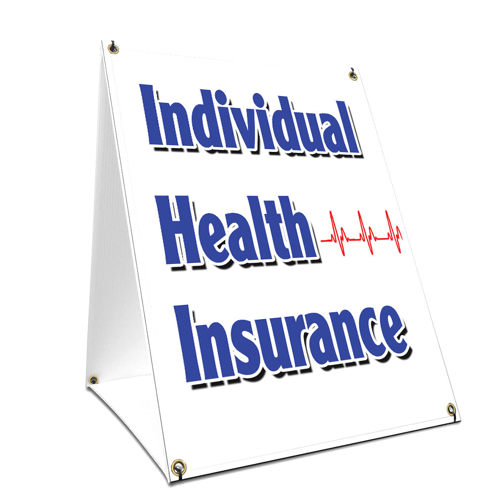 A-frame Sidewalk Individual Health Insurance Sign With Graphics On Each ...